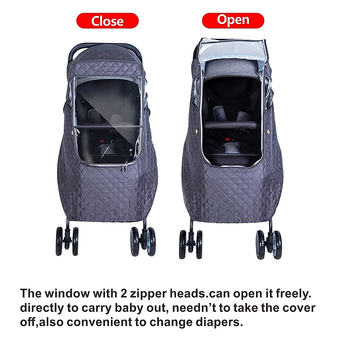 Winter Stroller Weather Shield Universal,Baby Stroller Rain Cover Waterproof,Travel Strollers Raincoat,Pushchairs Accessories,for Colder Weather,Protect from Snow Wind Sun Dust (Dark Gray)