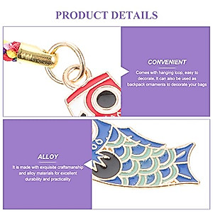 Veemoon 2pcs Cell Phone Charms Chain Japanese Koinobori Carp Streamer Hanging Pendant Phone Lanyard Cell Phone Strap for Phones ID Badge Bags Decor