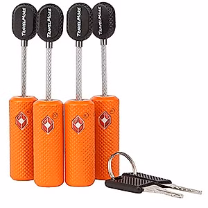 4 Pack TSA Approved Luggage Locks with Keys for Travel – Flexible Ultra Secure Mini Key Padlock & Metal Zinc Alloy Material – Orange