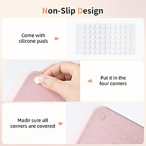 Joyask 14 PCS Desk Drawer Organizer Large Bathroom Drawer Organizers Pink Wheat Straw Vanity Organizers Trays for Drawers 3-Size Makeup Drawer Organizer Fits Makeup Bedroom Kitchen and Office