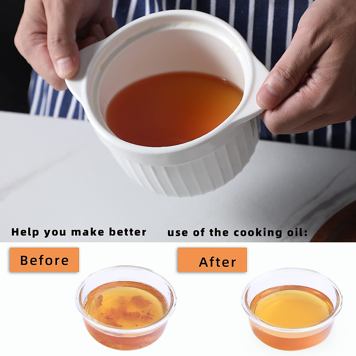 Bacon Grease Container Keeper with Crystal Lid and Strainer, 17 oz Ceramic Frying Oil Storage Can Container for Countertop (Silver)