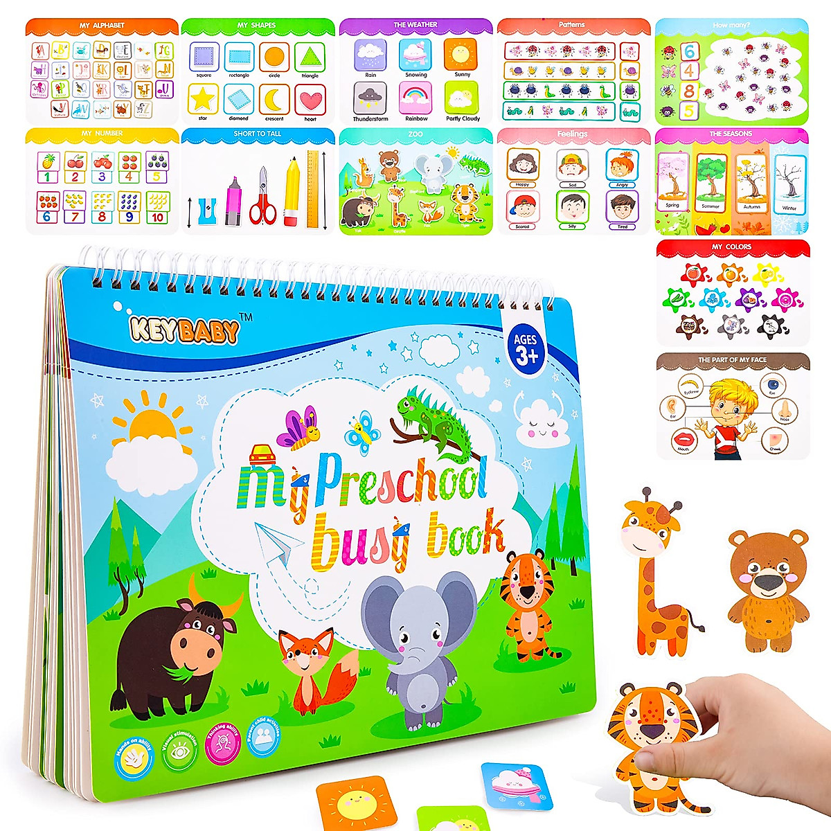 Busy Book for Toddlers Montessori Toys for 1 2 3 4 Year Old, Preschool Learning Activities Binder Montessori Toys for Toddlers, Quiet Books for Toddlers Travel, Birthday Gifts for 1 2 3 4 Boys& Girls