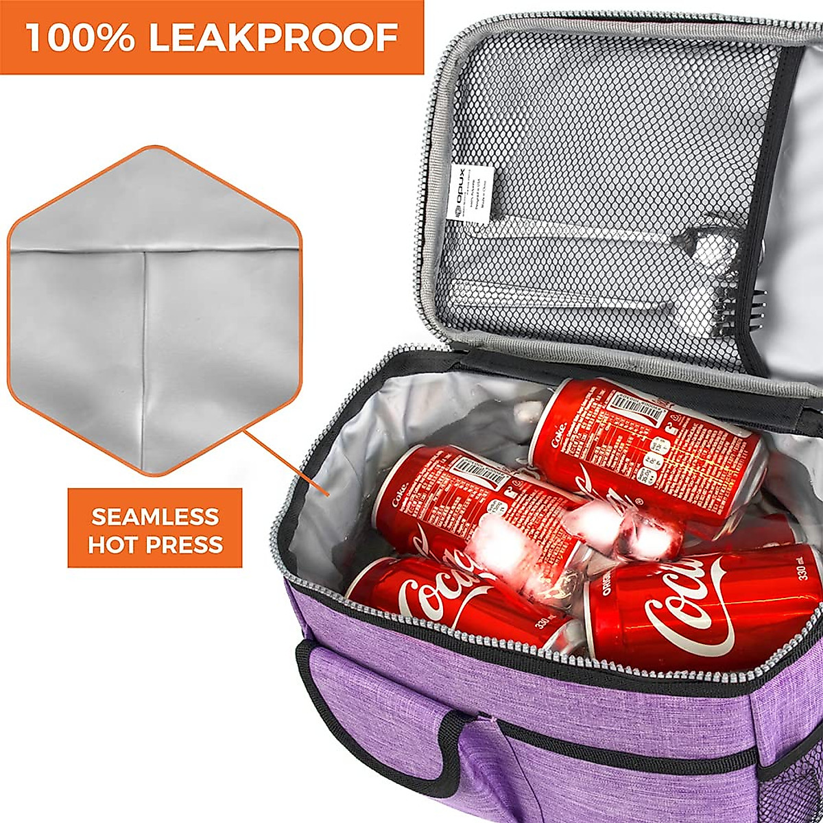 OPUX Insulated Lunch Box for Women Girls, Leakproof Thermal Lunch Bag Cooler Work Office School, Soft Reusable Lunch Tote with Shoulder Strap, Adult Kid Lunch Pail Kit, Purple