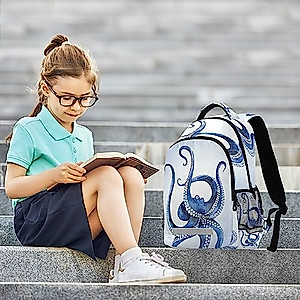 Funky Qiu Watercolor Sea Animal Octopus Backpack Durable Lightweight College School Bookbag Daypack Rucksack for Boys Girl Student