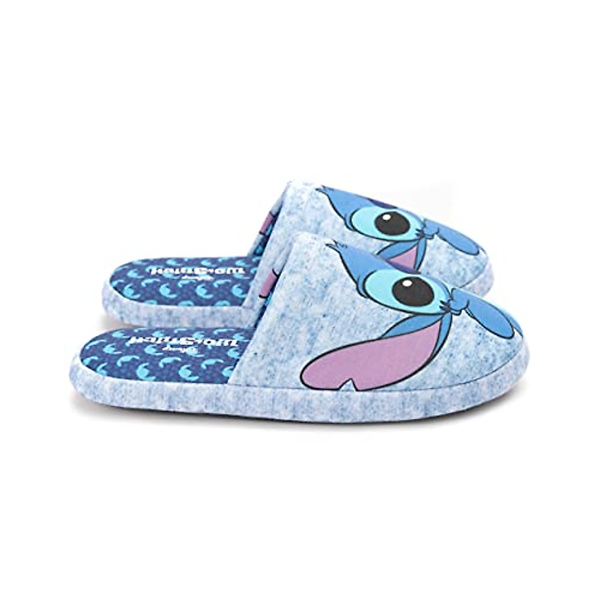 Disney Lilo and Stitch Slippers Womens Ladies Slip On Blue House Loafers 7/8 US