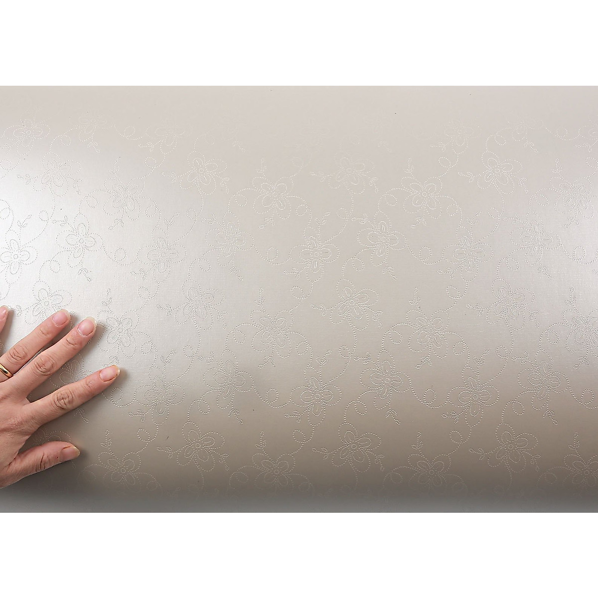 ROSEROSA Peel and Stick PVC Dotted Flower Self-Adhesive Covering Countertop Backsplash Gray Pearl (MG5165-2 : 2.00 Feet X 6.56 Feet)