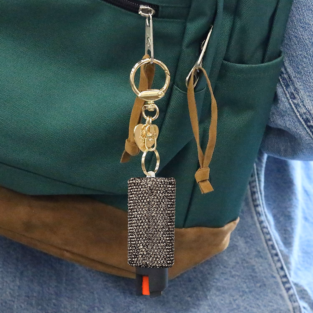 Hope Bobbie Bling-it-On Pepper Spray Rhinestone Keychain-Maximum Strength OC Spray for Self Defense-Fashionable Key Holder-7ft (2M) Range for Women (Black)