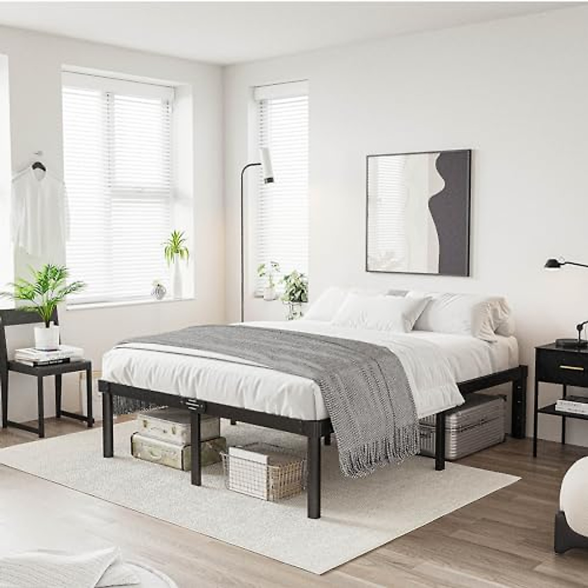 SunnyDaze 16 Inch High Heavy Duty Full Size Bed Frame Metal, Platform Bed Frame Full Size No Box Spring Needed, Easy Assembly, Noise Free, Black