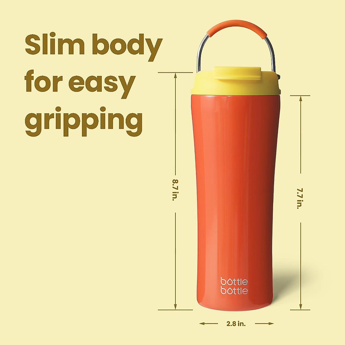 BOTTLE BOTTLE Insulated Coffee Tumblers with Dual-use Lid and Straw Double Walled Iced Travel Coffee Mug for Woman and Man 18 oz Stainless Steel Tumbler with Handle(Sunrise)