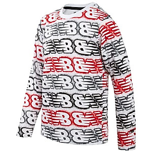 New Balance Boys' Jogger Set - 2 Piece Long Sleeve T-Shirt and Tricot Sweatpants (8-12), Size 10, White/Black