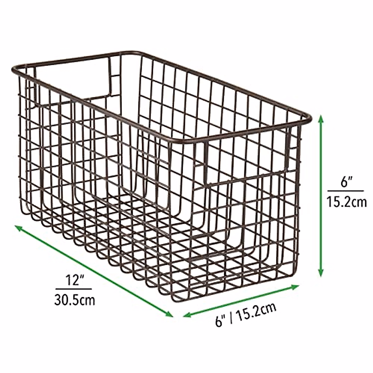 mDesign Metal Wire Food Storage Basket Organizer with Handles for Organizing Kitchen Cabinets, Pantry Shelf, Bathroom, Laundry Room, Closets, Garage - Concerto Collection - 4 Pack - Bronze
