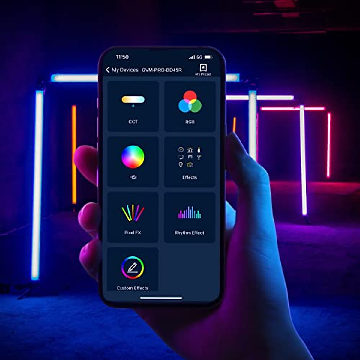 GVM BD25R LED Video Light, 25W Handheld Wand Light, 24" Full Color LED Tube Light, 2700-10000K Stick Light with APP/DMX Control for Photography, Studio, 12 Scene Effects, MESH Networking