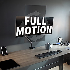 VIVO Premium Aluminum Heavy Duty Single Monitor Arm for Ultrawide Monitor up to 35 inches and 30.9 lbs, Desk Mount Stand, Pneumatic Height, Max VESA 100x100, Black, STAND-V101Q