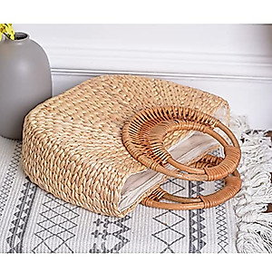 Rattan Straw Bag, Women Summer Beach Straw Tote Bag Weave Rattan Bag Woven Straw Purse Bag