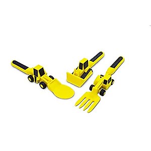 Constructive Eating Made in USA Set of 3 Construction Utensils for Toddlers, Infants, Babies and Kids - Made With Materials Tested for Safety