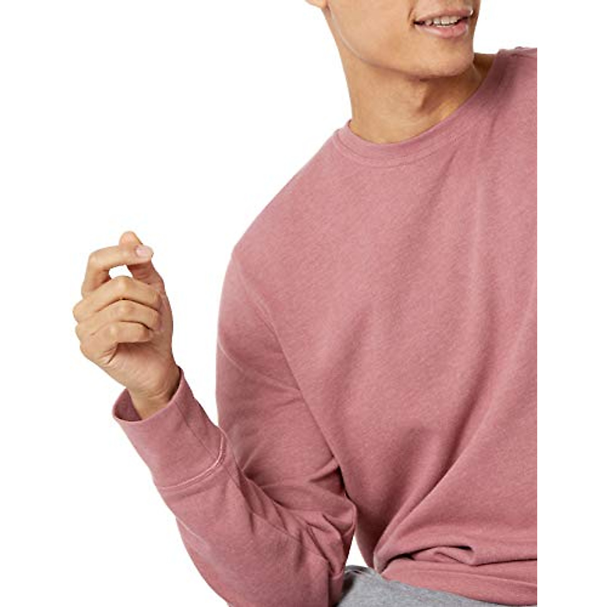 Amazon Essentials Men's Long-Sleeve Lightweight French Terry Crewneck Sweatshirt, Pink, X-Large