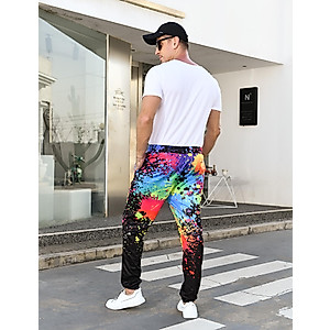 UNIFACO Teenager 3D Digital Print Splatter Jogger Pants Casual Baggy Sweatpants Black S