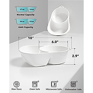 LE TAUCI Chip and Dip Bowls, Anti-Soggy Cereal Bowl, Soup and Side/Cracker Bowls Sets for Breakfast, Soup and Sandwich, Bread Dipping Bowls, Set of 2, White