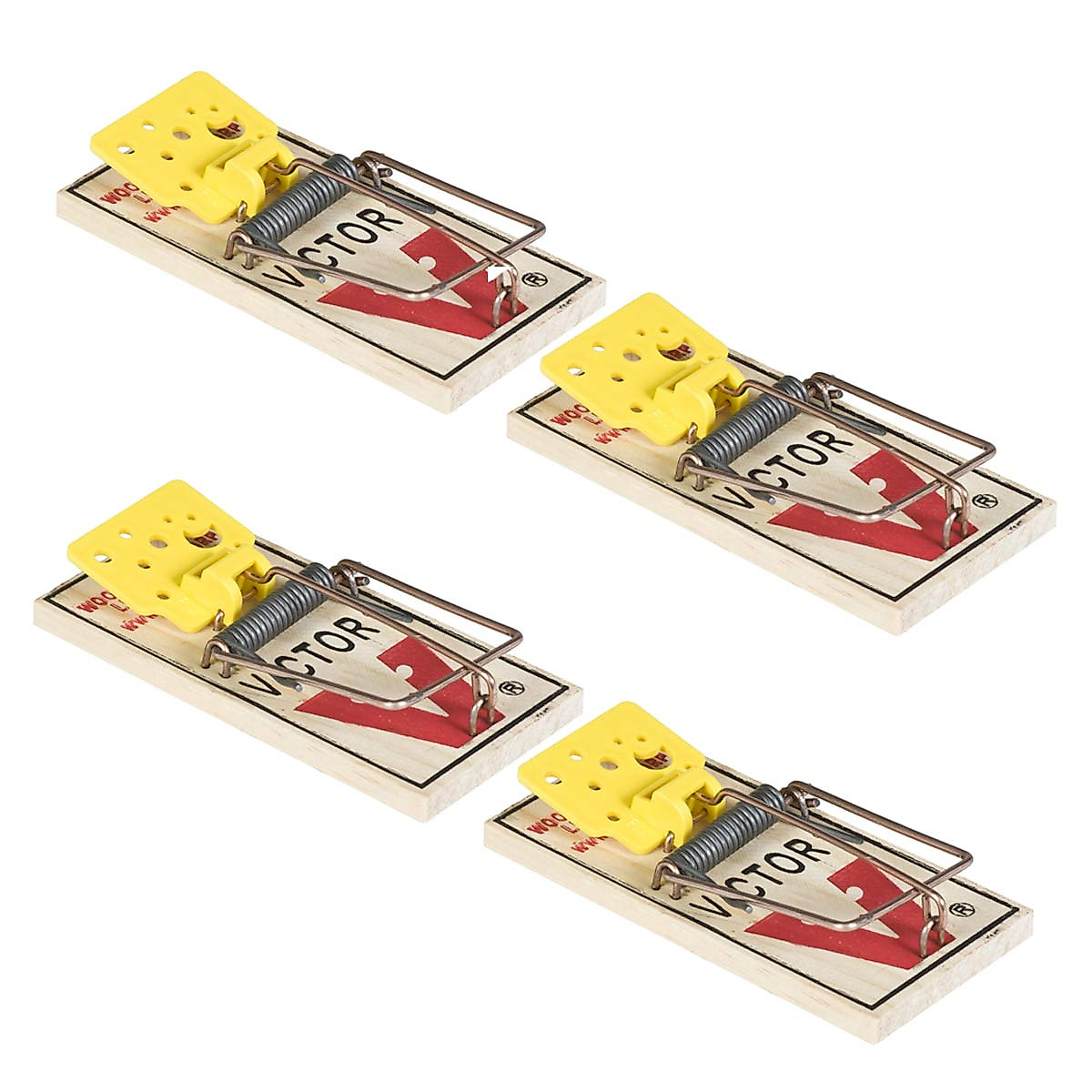 Victor Easy Set Mouse Trap 4 Pack M033 - Wooden Easy Set Mouse Trap - Prebaited