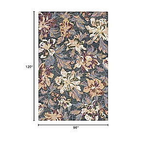 SAFAVIEH Blossom Collection Area Rug - 8' x 10', Grey & Violet, Handmade French Country Floral Wool, Ideal for High Traffic Areas in Living Room, Bedroom (BLM467F)