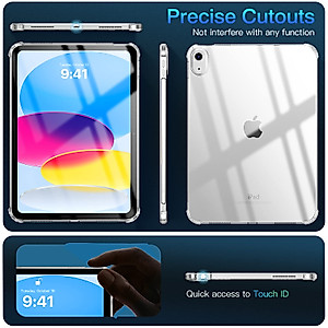 TiMOVO Case for iPad 10th Generation Clear, iPad 10 Case 2022 (10.9 inch), Slim & Light Weight TPU Protective Clear iPad Case with Raised Edge and Transparent Back, Clear