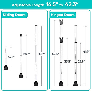 HoneSecur 2-in-1 Door Security Bar with Alarm & Sliding Patio Door Stopper 120db Loud Alert Siren Security Jammer Bar Window Child Proof Adjustable Constructed of High Grade Iron - White