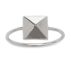 Beaux Bijoux Sterling Silver Dainty Pyramid Style Square Ring (Size 7)