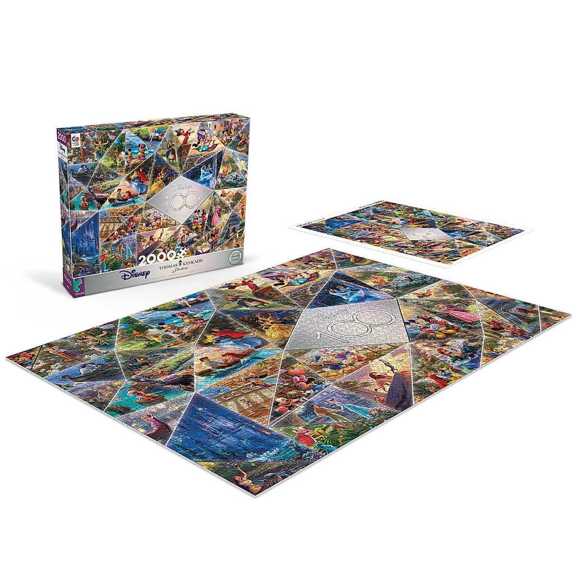 Ceaco - Disney's 100th Anniversary - Thomas Kinkade - 100th Anniversary Collage - 2000 Piece Jigsaw Puzzle, 38 x 26