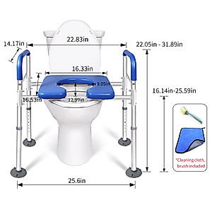 NexusSmash Raised Toilet Seat with Handles, Wide Padded Toilet Seat Risers for Seniors & Handicap, Stand Alone Toilet Safety Chair, Elevated Toilet Riser, Support 450lbs