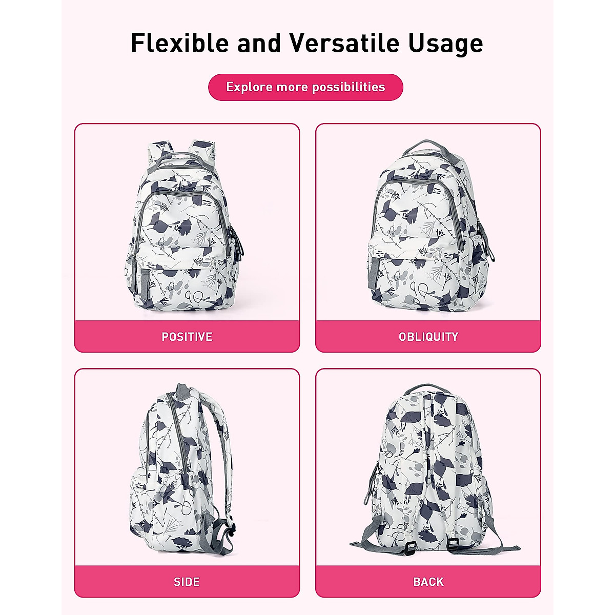 CAMILLEMMA White Backpack for Women Men, Lightweight Casual Travel Daypack,Classic Basic Backpack