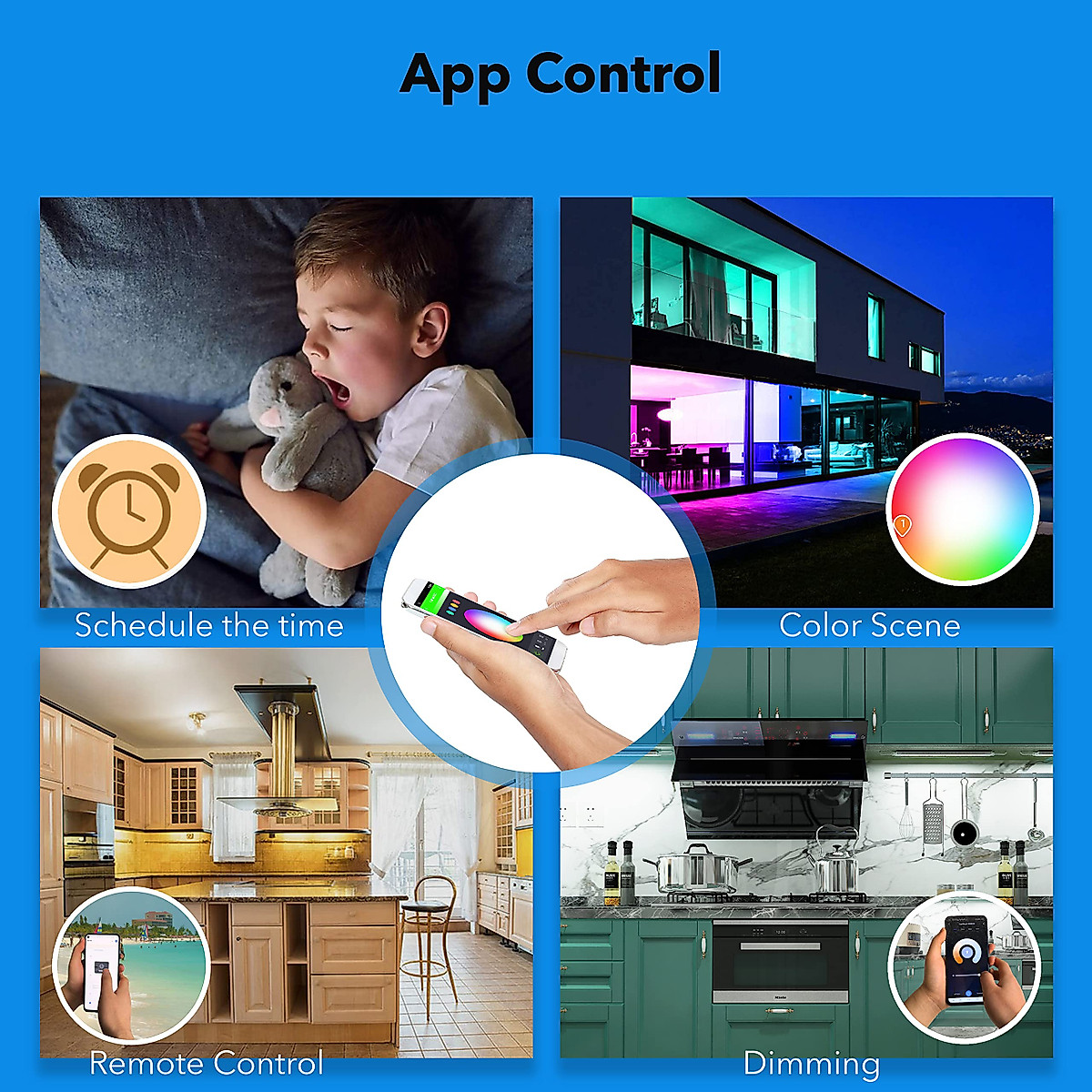 Hardwire Under Cabinet Lights Hardwired or Plug in Tasking Lighting White & RGB Color Changing Dimmable with Remote, Alexa, Google Enabled, Smart Under Counter Lighting Fixture for Kitchen (18 Inch)