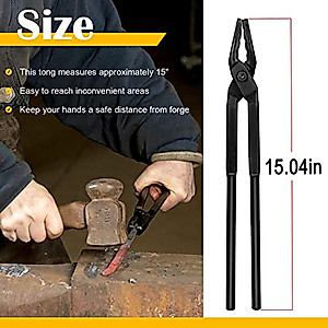 Beginner Blacksmith Starter Assembled Bladesmith Knife Making Tongs Anvil Vise Forge Wolf Jaw Tongs (15 in)
