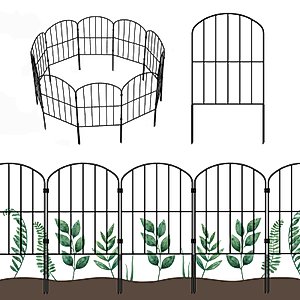 OUSHENG Decorative Garden Fence Fencing 10 Panels, 10ft (L) x 24in (H) Rustproof Metal Wire Border Animal Barrier for Dog, Flower Edging for Yard Landscape Patio Outdoor Decor, Arched