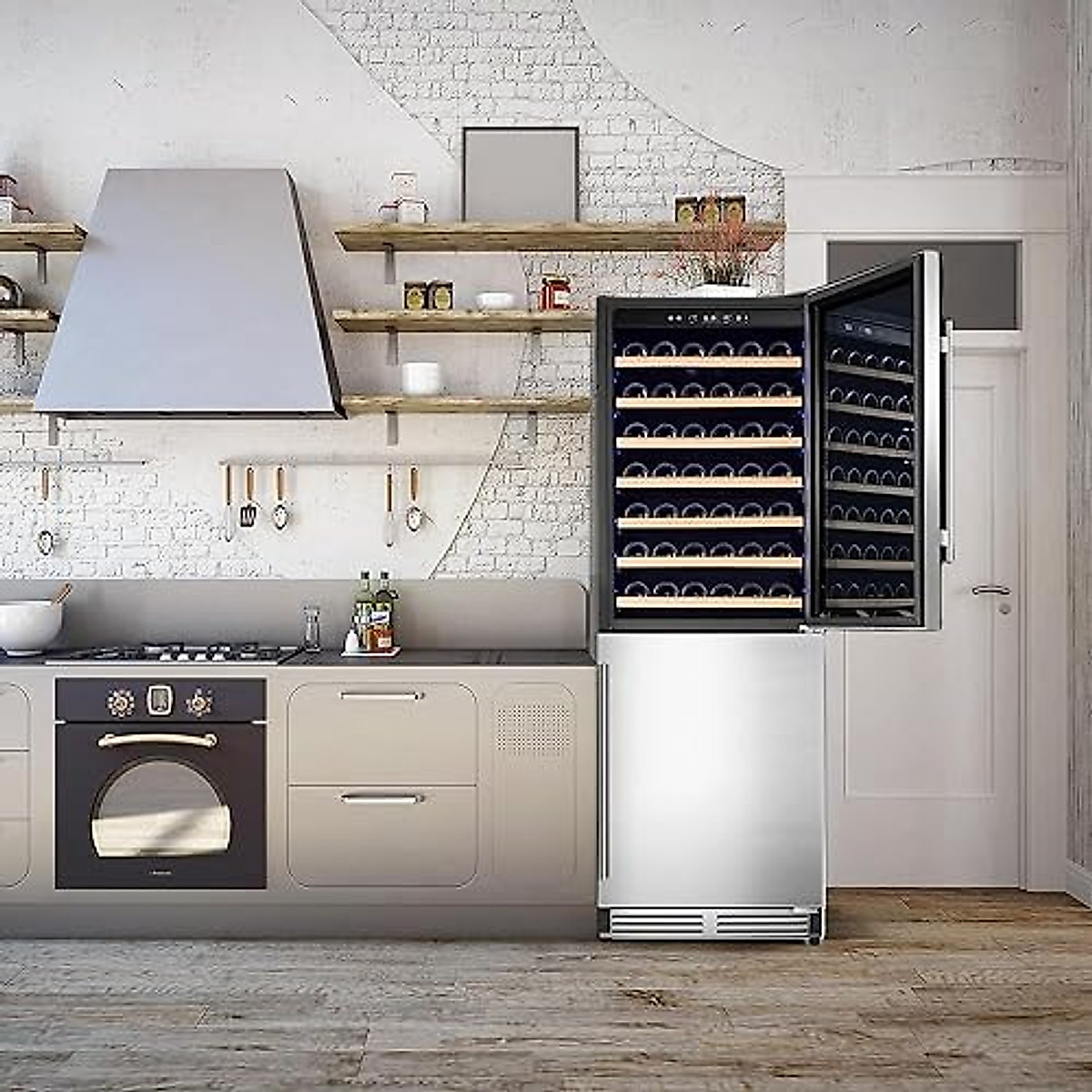 BODEGA 24 Inch Wine and Beverage Refrigerator Cooler,Dual Zone Wine Fridge with Memory Temperature Control 77 Bottles and 180 Cans,Built-In or Freestanding 2-in-1 Wine Cooler for Home Bar Kitchen