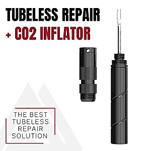 KOM Cycling Tubeless Tire Repair Kit for Bikes 8 Colors! Fixes Mountain Bike and Road Bicycle Tire Punctures (Red (PRO with CO2 Inflator))