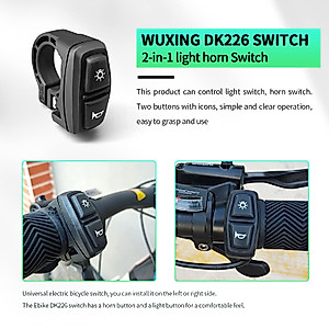 E-Bike Light Switch DK226/DK336 Ebike Lamp and Horn Switch for Electric Bike Scooter Motorcycle Button DIY Parts (DK226)