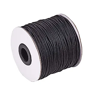 PH PandaHall 1.5mm 100 Yards Black Nylon Cord Wind Chime Cord Replacement Braided Lift Shade Blind String for Windows Roman Rollers Repair Gardening Plant Waist Beading String for Chinese Knotting