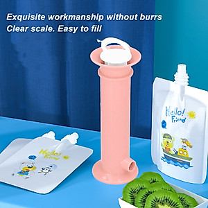 7pcs Set Baby Food Pouch Maker Reusable Pure Color Pouches Toddler Fruit Squeeze Puree Filler for Kids(Pink)