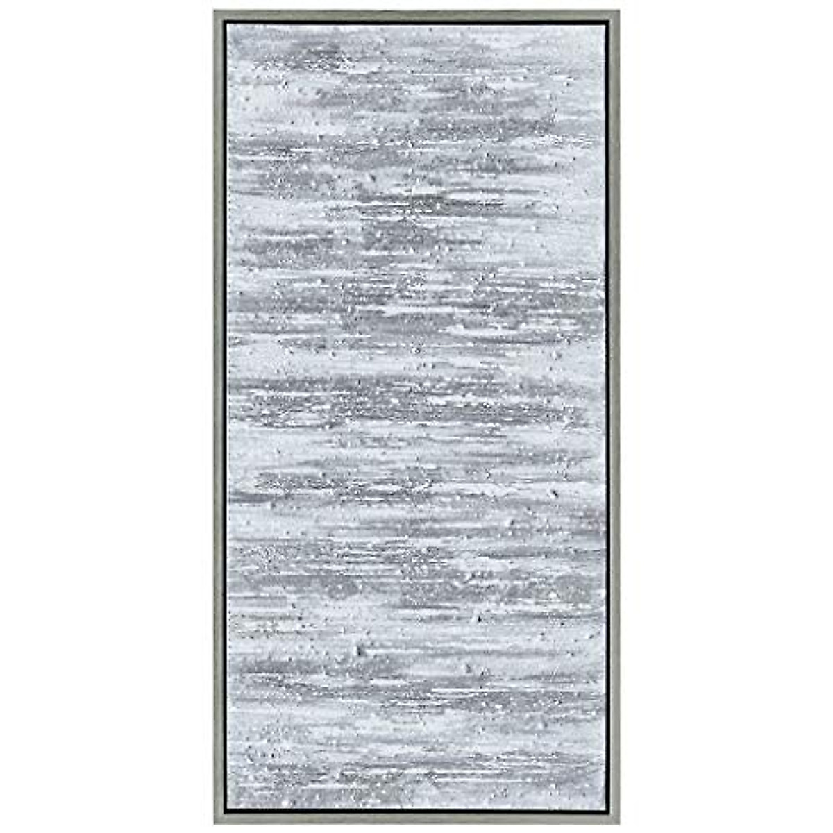 Empire Art Direct Abstract Wall Art Textured Hand Painted Canvas by Martin Edwards, Champagne Frame, 24" x 48", Silver Frequency