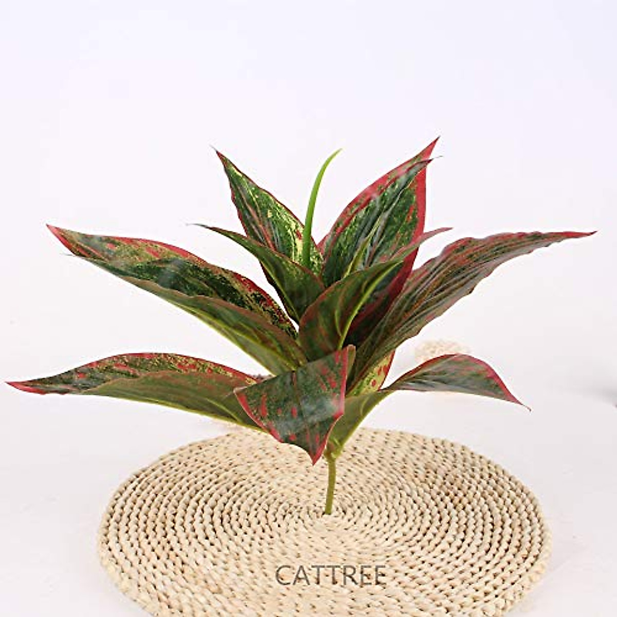 CATTREE Fake Plants Artificial Plant Outdoor Shrubs Faux Grass Plastic Leaves Greenery Bushes Home Garden Wedding Party Decorations Indoor Office Yard UV Resistant Planter Filler Red 2 Pack