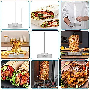 BBQ Vertical Skewer Rack - 3 Spikes & Removable Plate for Grilling - Food-Safe Stainless Steel Barbecue Spit - Grilling Accessories for Kebab, Al Pastor, Shawarma, Chicken & Meat bbq – 3 Rods