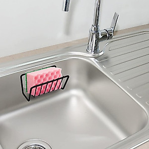 AFUNTA Sponge Holder for Kitchen Sink, 2 Pcs Stainless Steel Sponge Holder Soap Bar Holder with 4 Suction Cups, Kitchen Sink Organizer for Sponge, Soap, Scrubber