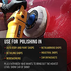 Dura-Gold Pro Series 7" Flexible Edge EVA Foam Edge Polishing Buffing Backing Pad for Tie-Down Bonnet Pads, Sheepskin Wool - Rotary Polisher Buffer Backup Pad - Automotive Car Detailing