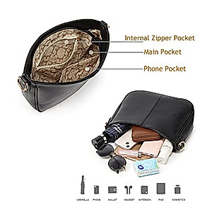 MIDAUP Underarm Saddle Shoulder Bag Vegan Leather Wallet Handbag Satchel Crossbody Bag for Women (Black)