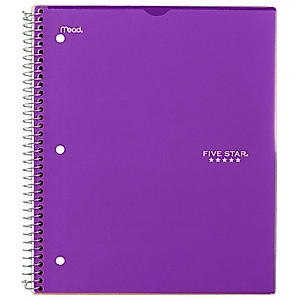 Five Star Spiral Notebook, 1 Subject, College Ruled Paper, 100 Sheets, 11" x 8-1/2" Sheet Size, Customizable Cover, Color Selected For You, 1 Count (08230)