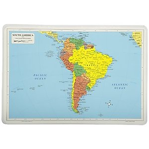 Painless Learning South America Map Placemat, 12 x 17 1/2 inches