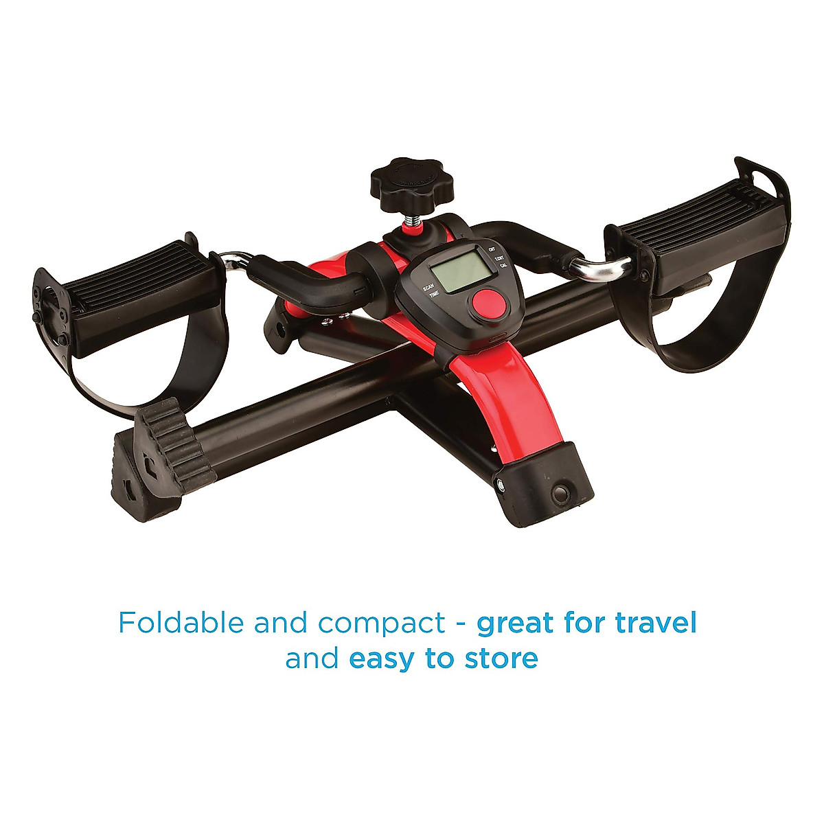 NOVA Medical Products Pedal Exerciser with Digital Display Tracker, Foldable Hand and Foot Cycle Exerciser, Great for Home, Office or Travel, Red