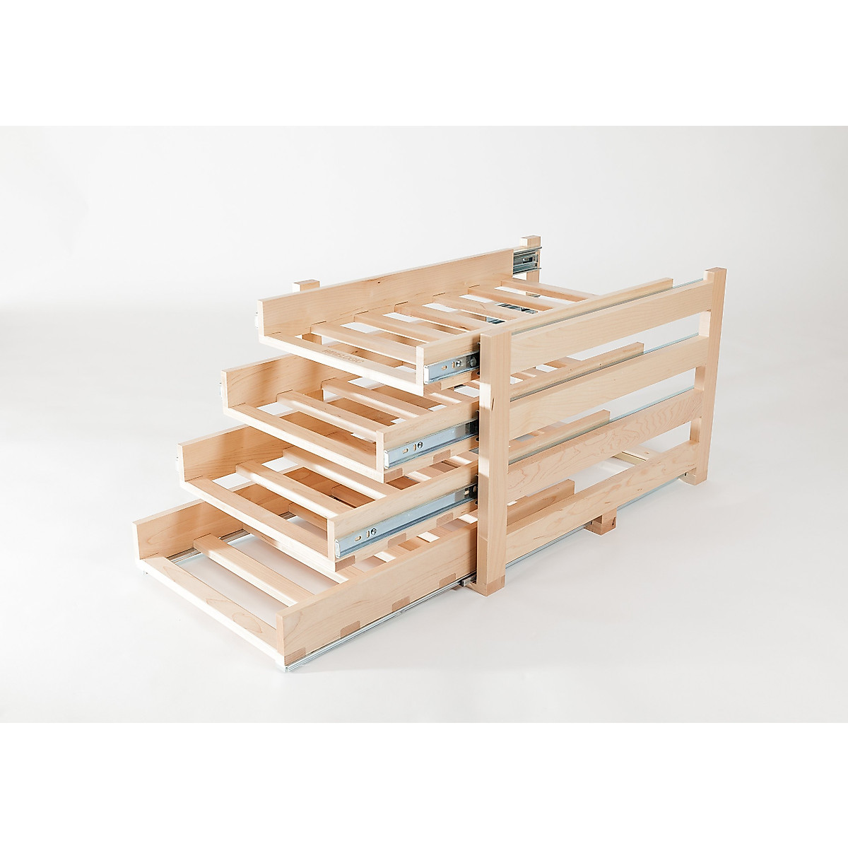 Wine Logic In-Cabinet Sliding Tray Wine Rack, 24-Bottle, Solid Maple Wood, Unstained with Clear Satin Lacquer Finish