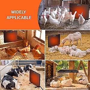 Kesfitt Chicken Coop Heater,Radiant Heat Panel with Handle,5 Timing Setting and 3 Temperature Levels,100/200 Watts Energy Efficient Safer Than Brooder Lamp,3 Installation Style