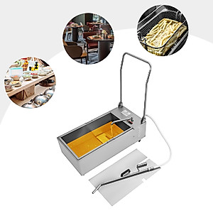 AGULIUM Mobile Fryer Filter 14.5 Gal Fryer Oil Filter Cart 370W Oil Filtration System Stainless Steel Cooking Oil Filter Machine for Restaurant and Kitchen Commercial Oil Filter Truck